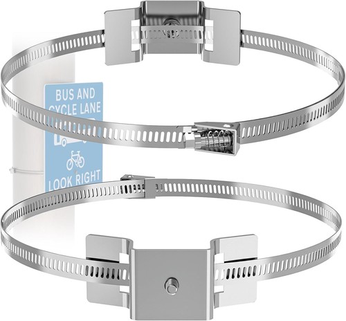 Sign Mounting Brackets for Larger Poles, Adjustable Street Stainless ...