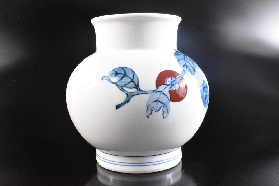 T6780: XF Japanese Arita-ware Colored porcelain FLOWER VASE Kakiemon ...