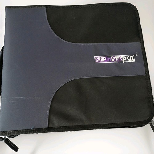 CROP IN STYLE PSB Zip Scrapbook 3-Ring Binder BLACK/BLUE 15 Pocket ...