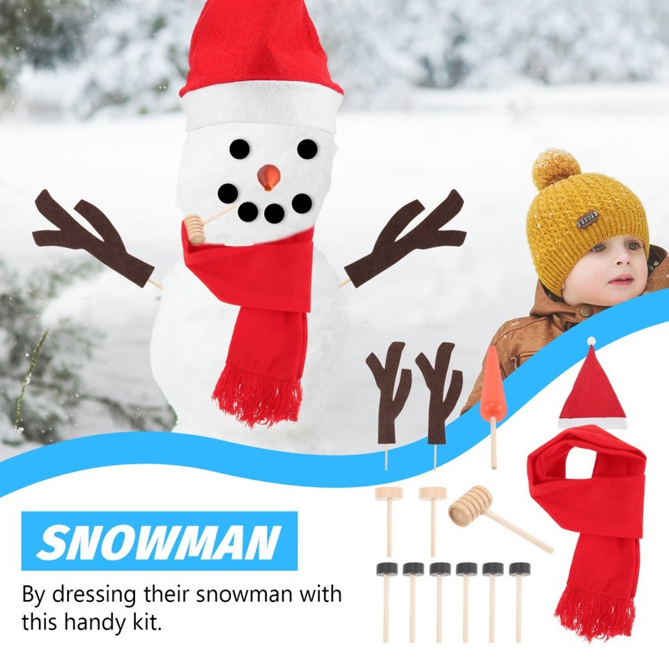 15pcs Christmas Props Snowman DIY Props Outdoor Snowman Dressing Props ...