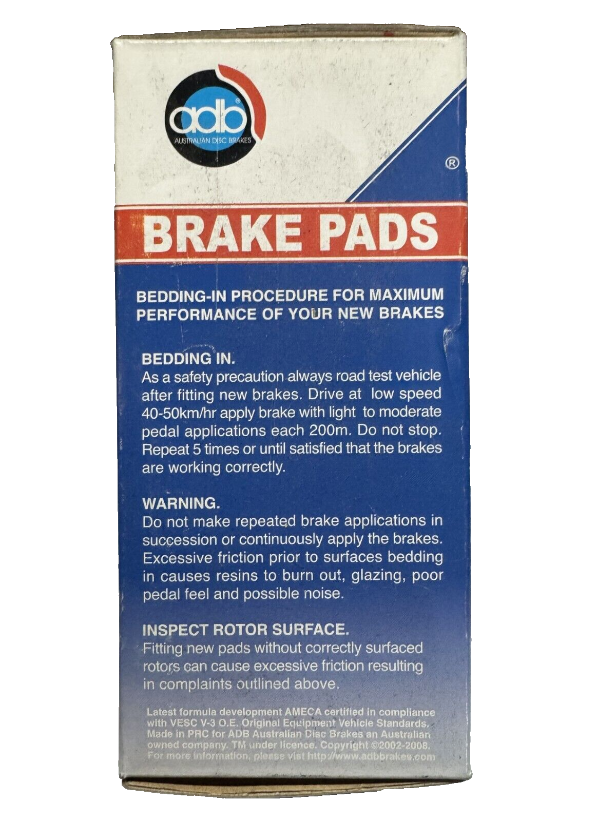 ADB FRONT BRAKE PAD ADB1391 for HONDA ACCORD CIVIC 2000-on | eBay