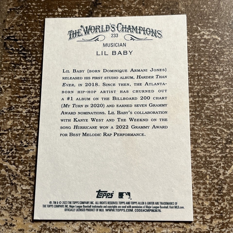 2023 Topps Allen & Ginter Lil Baby #233 Musician | eBay