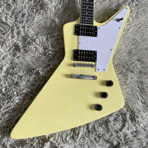 Custom Explorer Electric Guitar Cream Body H-H Pickups 6 String Black ...