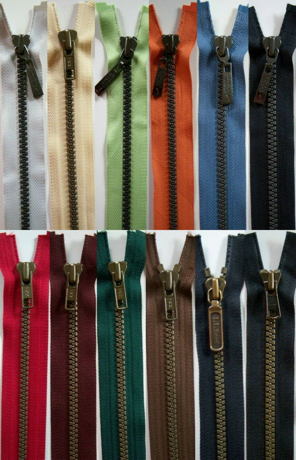 YKK or Dulon Vislon 26" or 26 1/2" White Metal Separating Zippers Made ...