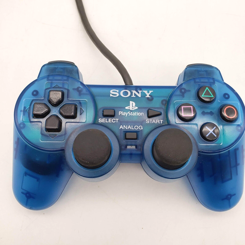 Sony PlayStation PS1 PS2 DualShock Controller Island Blue Clear SCPH ...