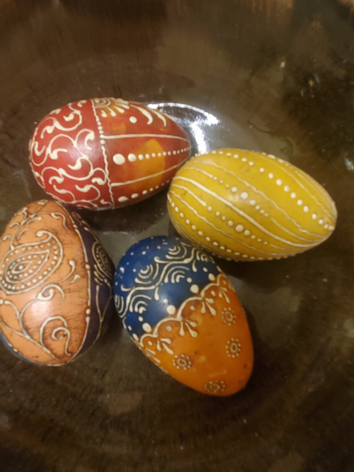 4 PC Vintage Ukrainian? EASTER Wood Pysanky Hand Painted Eggs 4 ...