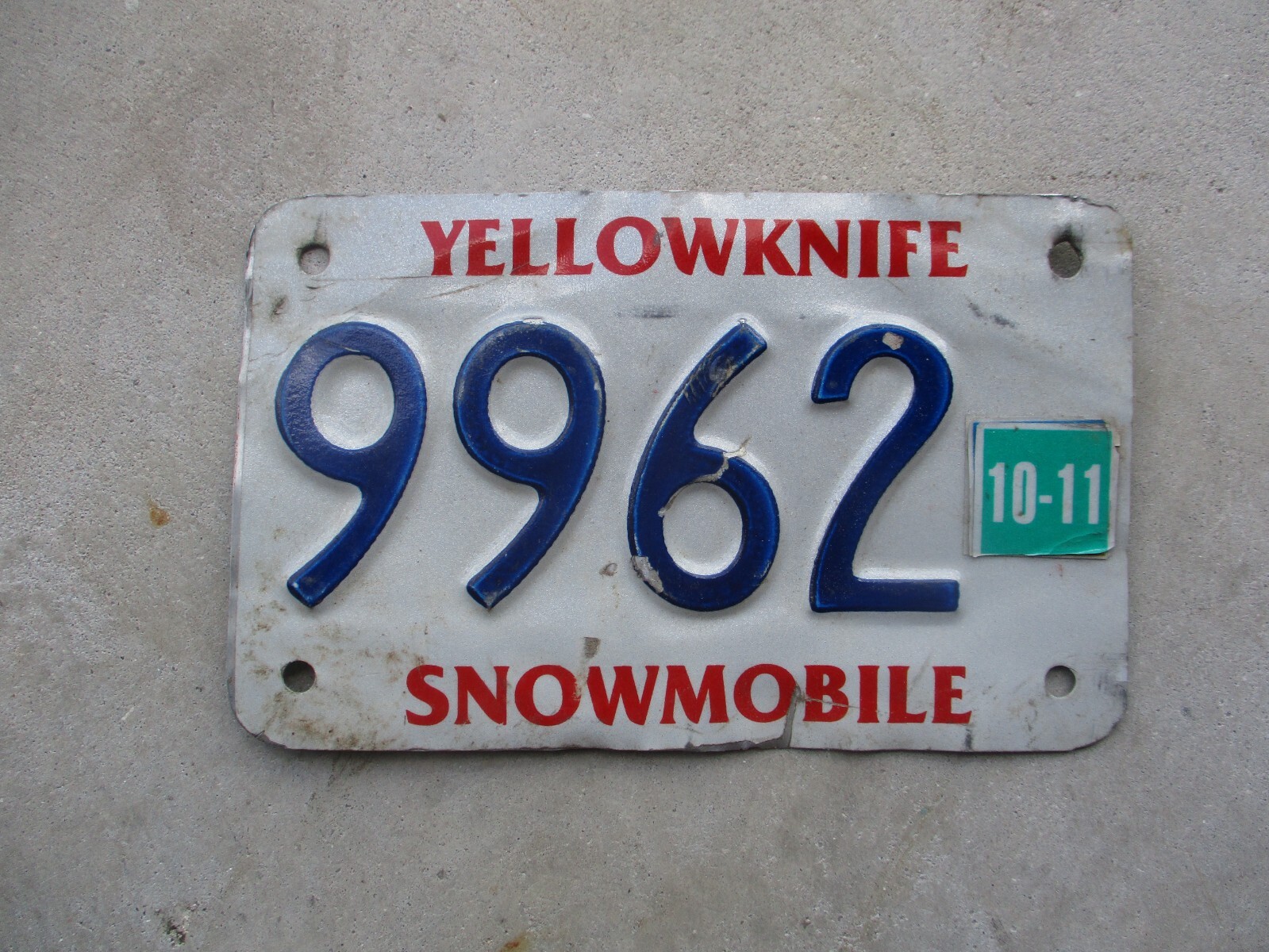 Canada 2011 Yellowknife Snowmobile license plate # 9962 | eBay