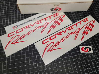 Corvette Racing Script Decals (2) C5 C6 C7 C8 Stickers Stingray Z51 Z06 ...