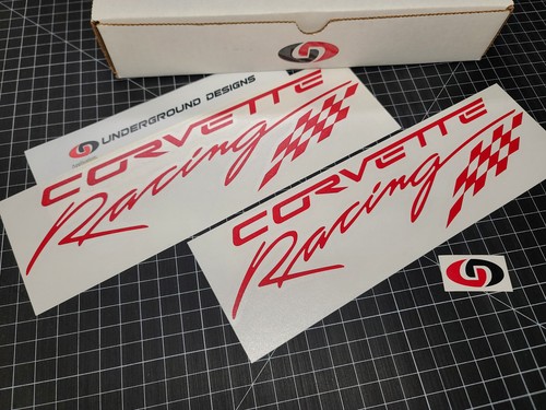 Corvette Racing Script Decals (2) C5 C6 C7 C8 Stickers Stingray Z51 Z06 ...