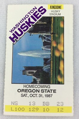 CFB 1987 10/31 Oregon State at Washington Huskies Football Ticket Stub ...