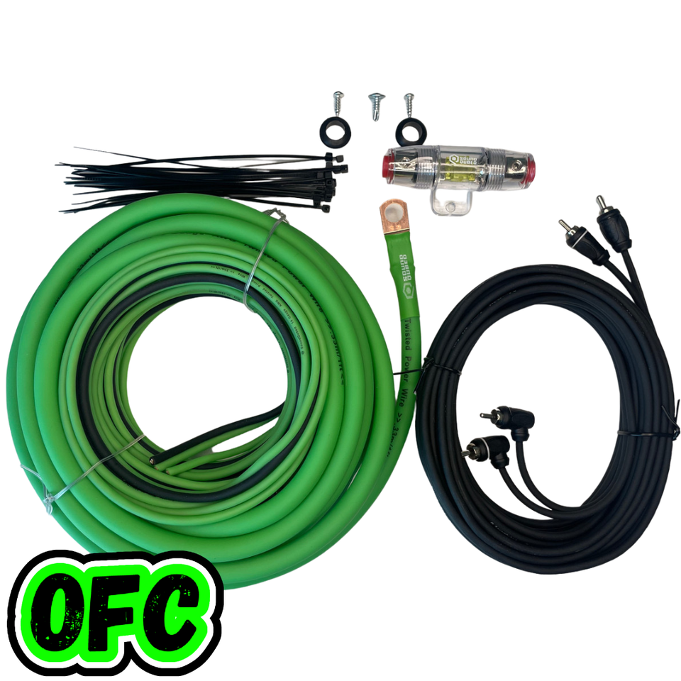 Soundqubed OFC Amplifier Wiring Kit Amp Wiring (0ga, 4ga, 8ga) Green ...