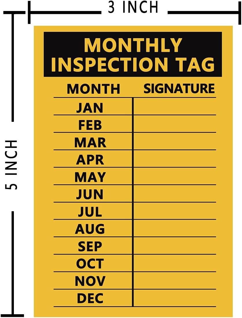 🔥🧯1-5"X 3"VINYL ADHESIVE MONTHLY INSPECTION TAGS FIRE EXTINGUISHER ...