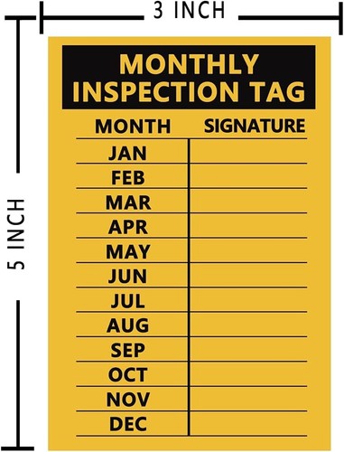 🔥🧯100-5"X 3"VINYL ADHESIVE MONTHLY INSPECTION TAGS FIRE EXTINGUISHER ...