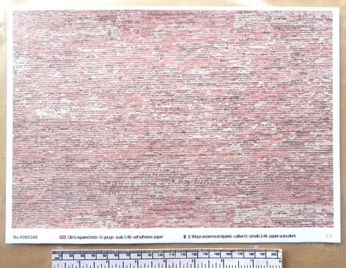 Self-adhesive paper old/replica brick for O gauge scale 1:48 A4 sheet ...