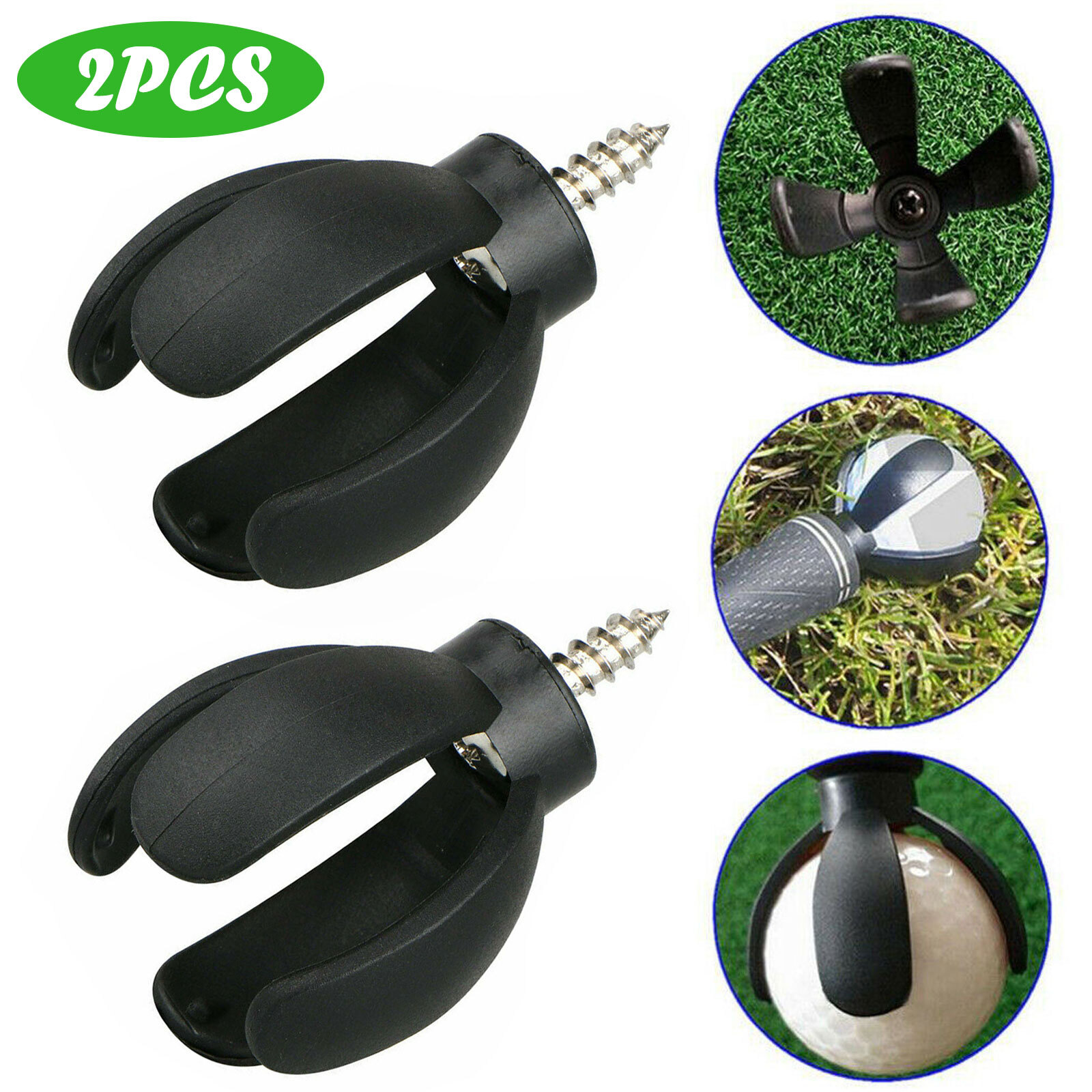 2Pcs Golf Ball Pick Up Retriever 4 Prong Grabber Screw On Putter Sucker ...