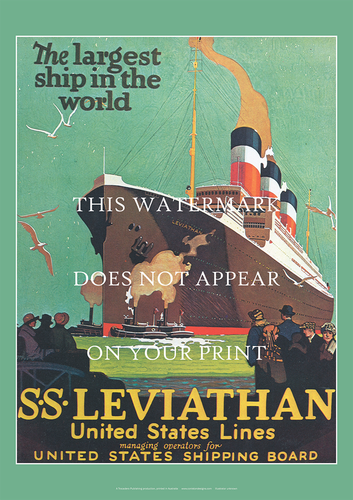United States Lines SS Leviathan Art Print – ex-SS Vaterland – 3 sizes ...