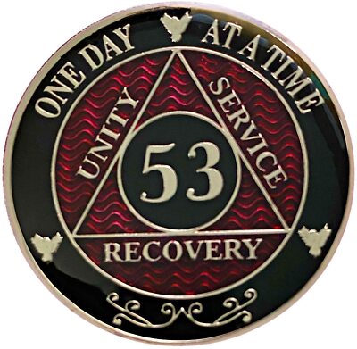 AA 53 Year Coin Red, Silver Color Plated Medallion, Alcoholics ...