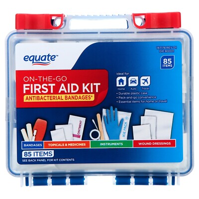 Equate On-The-Go First Aid Kit 85 Items General Detox Support Cuts ...