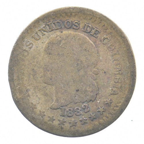 SILVER - Dime-Sized - 1882 Colombia 5 Centavos - World Silver Coin *748 ...