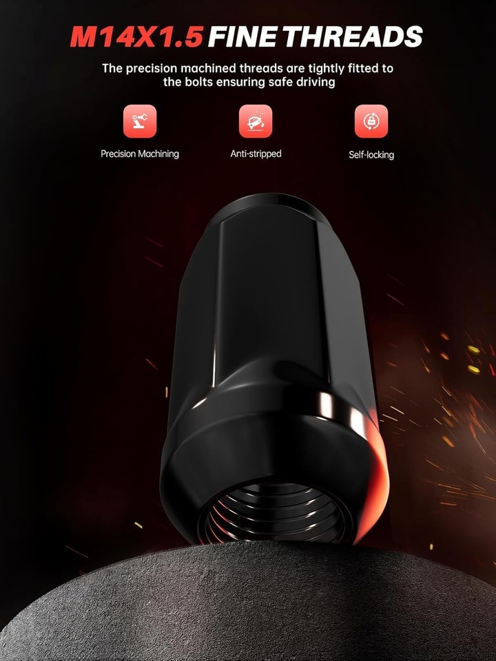 Lug Nuts - Replacement for 2005-2024 Dodge M14x1.5 Black 20 Pack ...