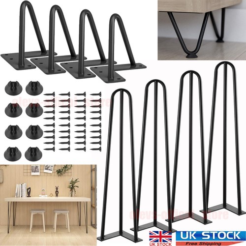 4x Hairpin Legs Hair Pin Legs Set for Furniture Bench Desk Table Metal ...