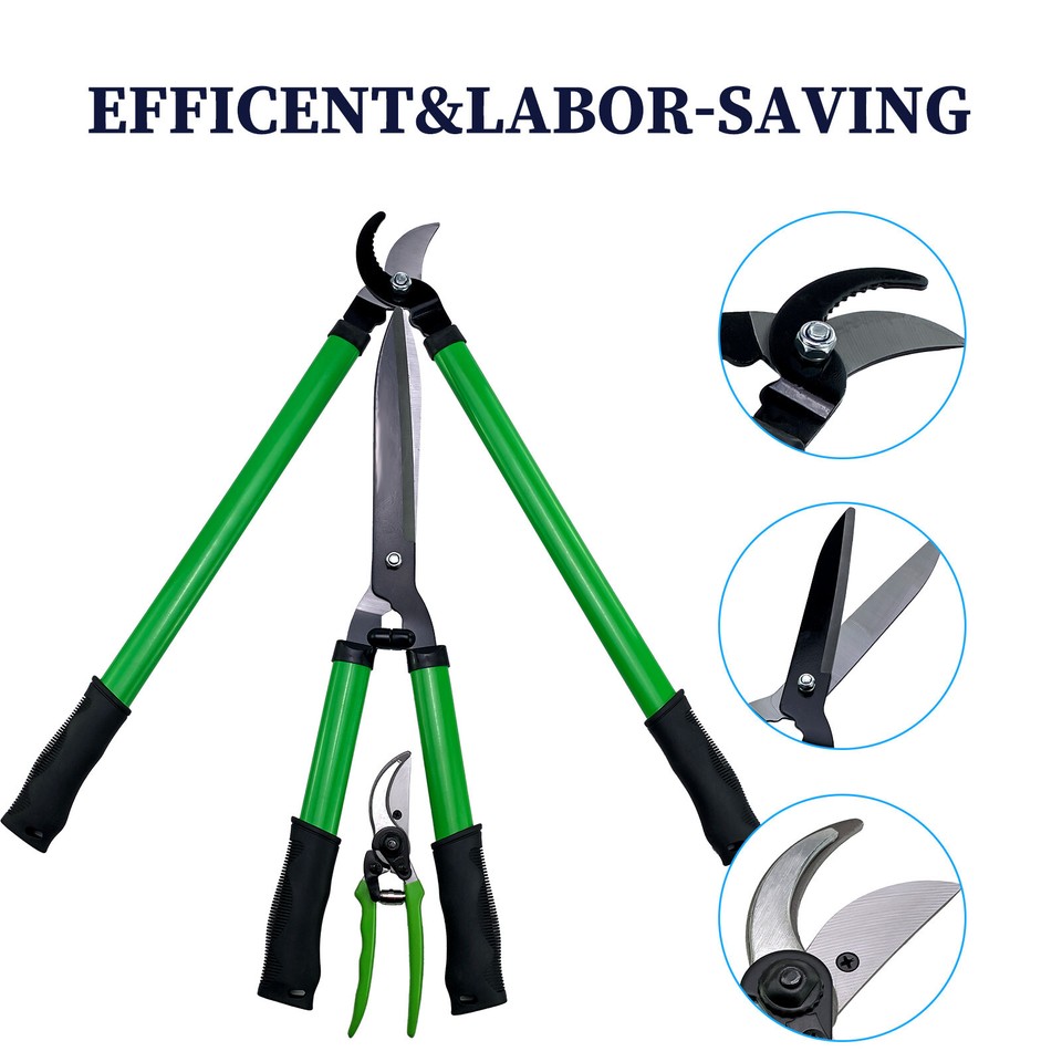 3Pcs Garden Pruner Tool Set w/ Lopper, Hedge Shears & Pruner Shears ...