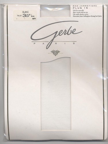 NEUF GERBE BAS JARRETIERE PLUS 15 BLANC TAILLE 3 autofixant stay-ups | eBay