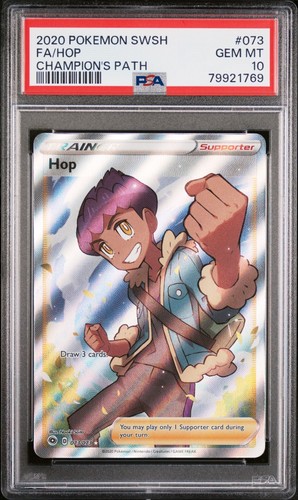 PSA 10 Hop 073/073 Champion's Path Full Art Holo Trainer SWSH Pokemon ...