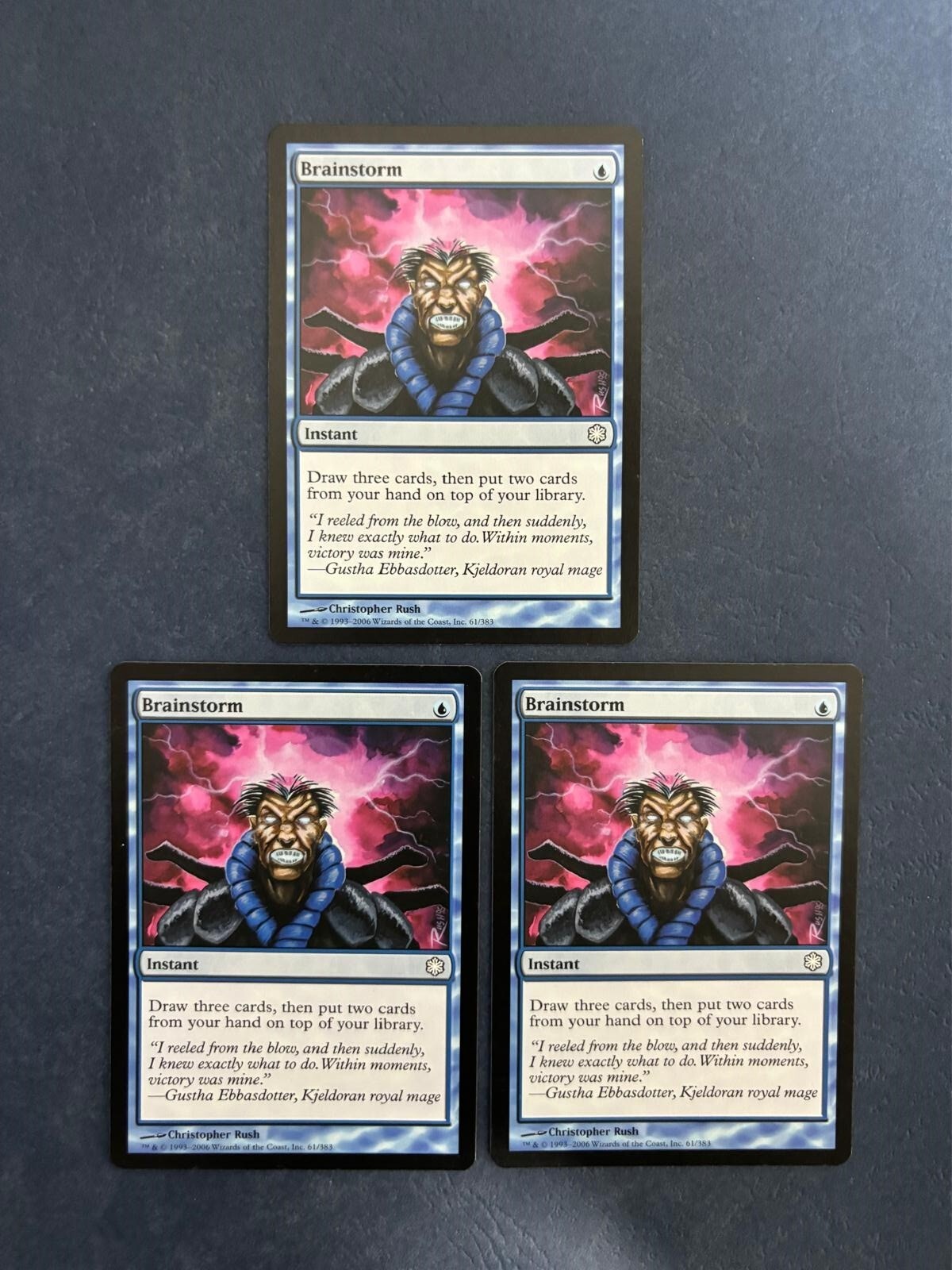 MTG 3X ICE AGE ART BRAINSTORM NM COLDSNAP ENGLISH MAGIC THE GATHERING ...
