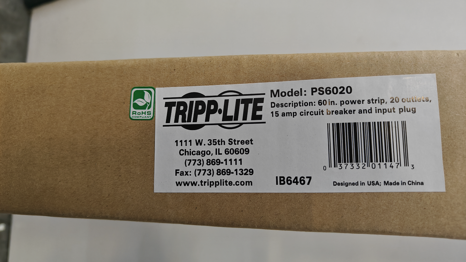Tripp Lite PS6020 60-inch 20-Outlet Vertical 120-Volt Power Strip, 15 ...