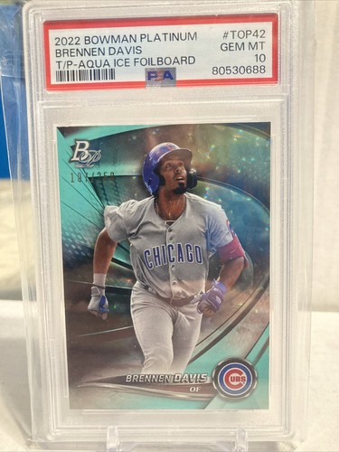2022 Bowman Platinum Brennen Davis T/P Aqua Ice Foil board Psa 10 187/ ...