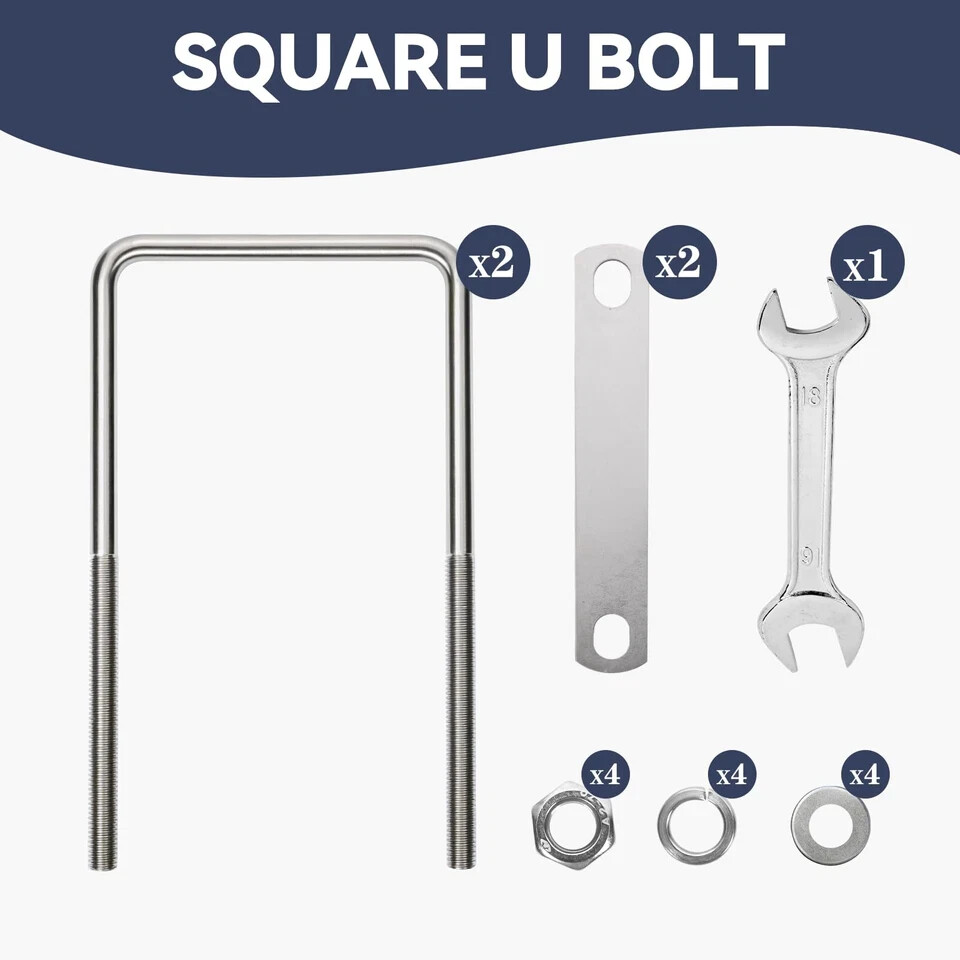2 Sets M10 Square U-Boltsu-Bolts 4 inch Wide304 Stainless Steel Square ...