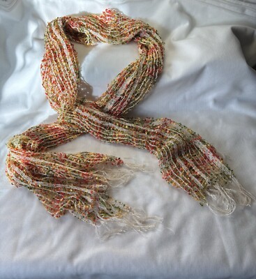 Ladies Scarf - Caramela Sport - Orange/Green/Yellow On Cream - Ladder ...