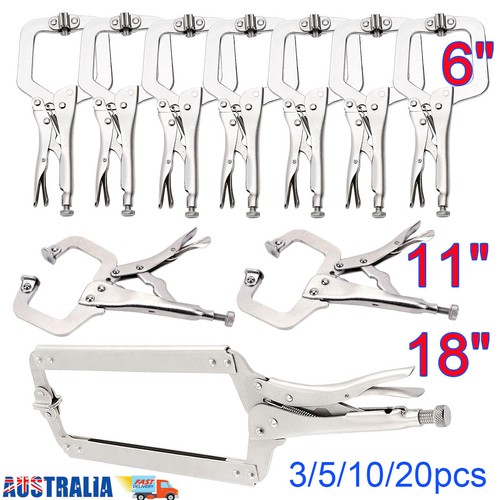 Vise Grip Type Locking Plier Set 6" 11" 18" Panel Beating Welding C ...