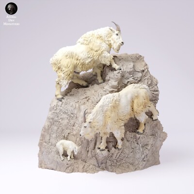 Rocky Mountain Goat 4 piece Diorama Resin 3-d printed Model Railroad ...
