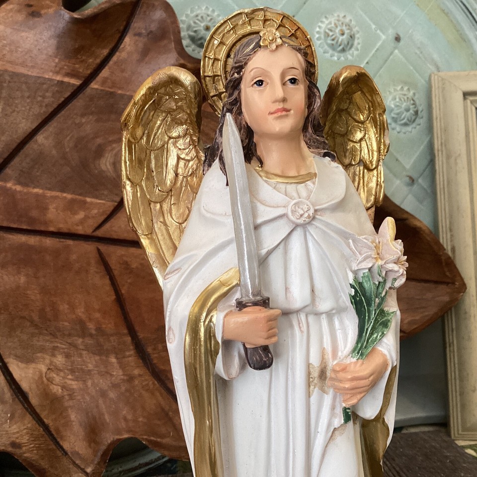 Stautue Figurine Of Saint Uriel Angel Beautiful Detail Catholic ...