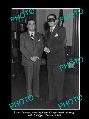 OLD POSTCARD SIZE PHOTO OF BRACE BEEMER AS LONE RANGER WITH J EDGAR ...