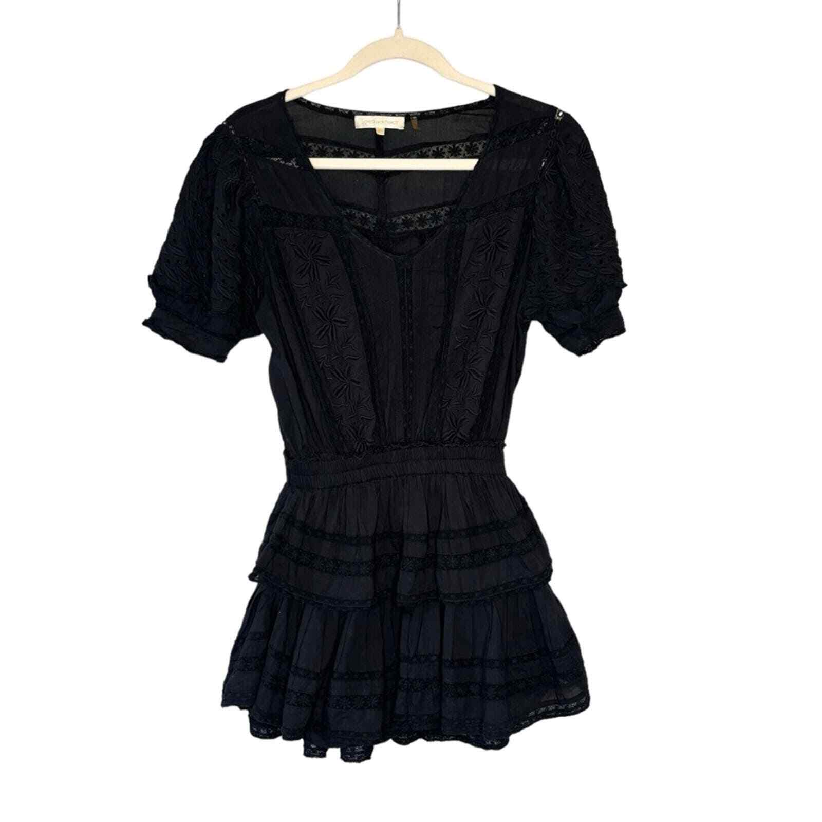 Loveshackfancy Black Marissa Mini Dress - Gem