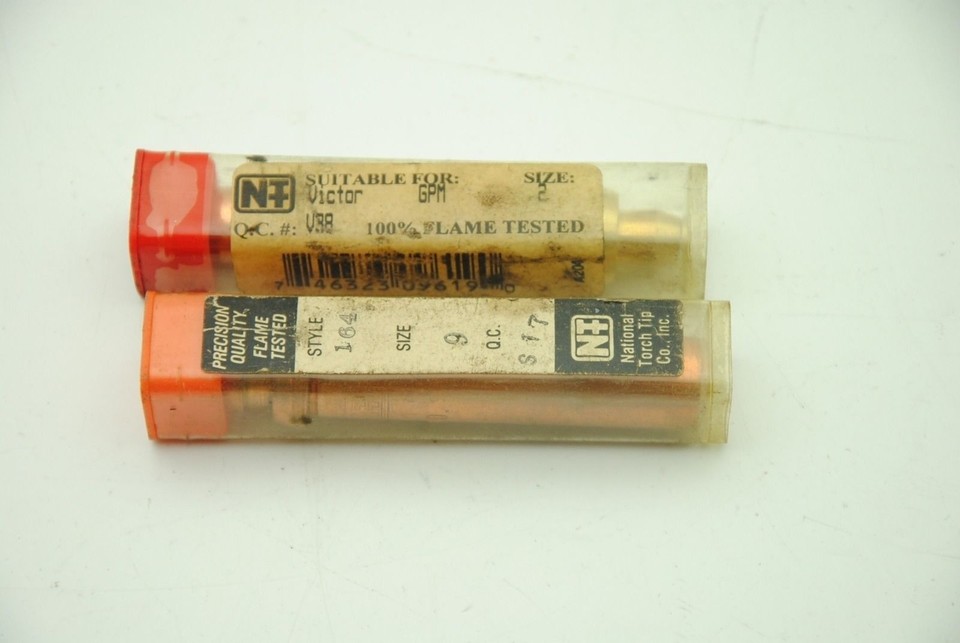 NATIONAL TORCH TIP CO. Lot of 2 Cutting Torch Tips, GPM Sz. 2 and 164 ...
