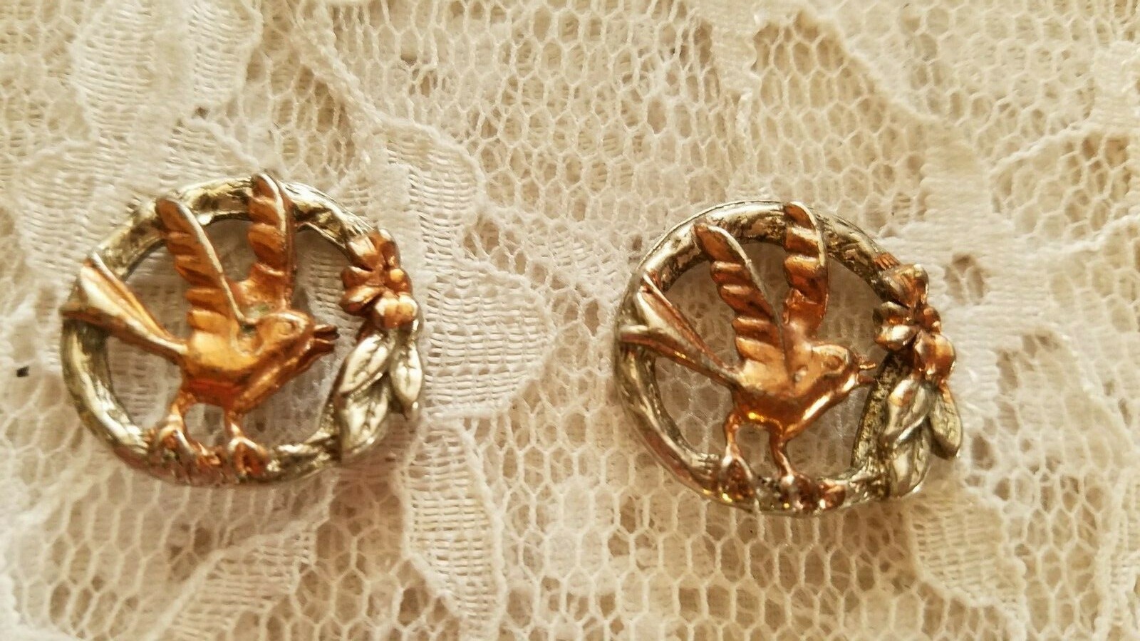 VINTAGE SILVER & ROSE GOLD METAL BUTTON EMBELLISHMENT~JEWELRY SINGER ...