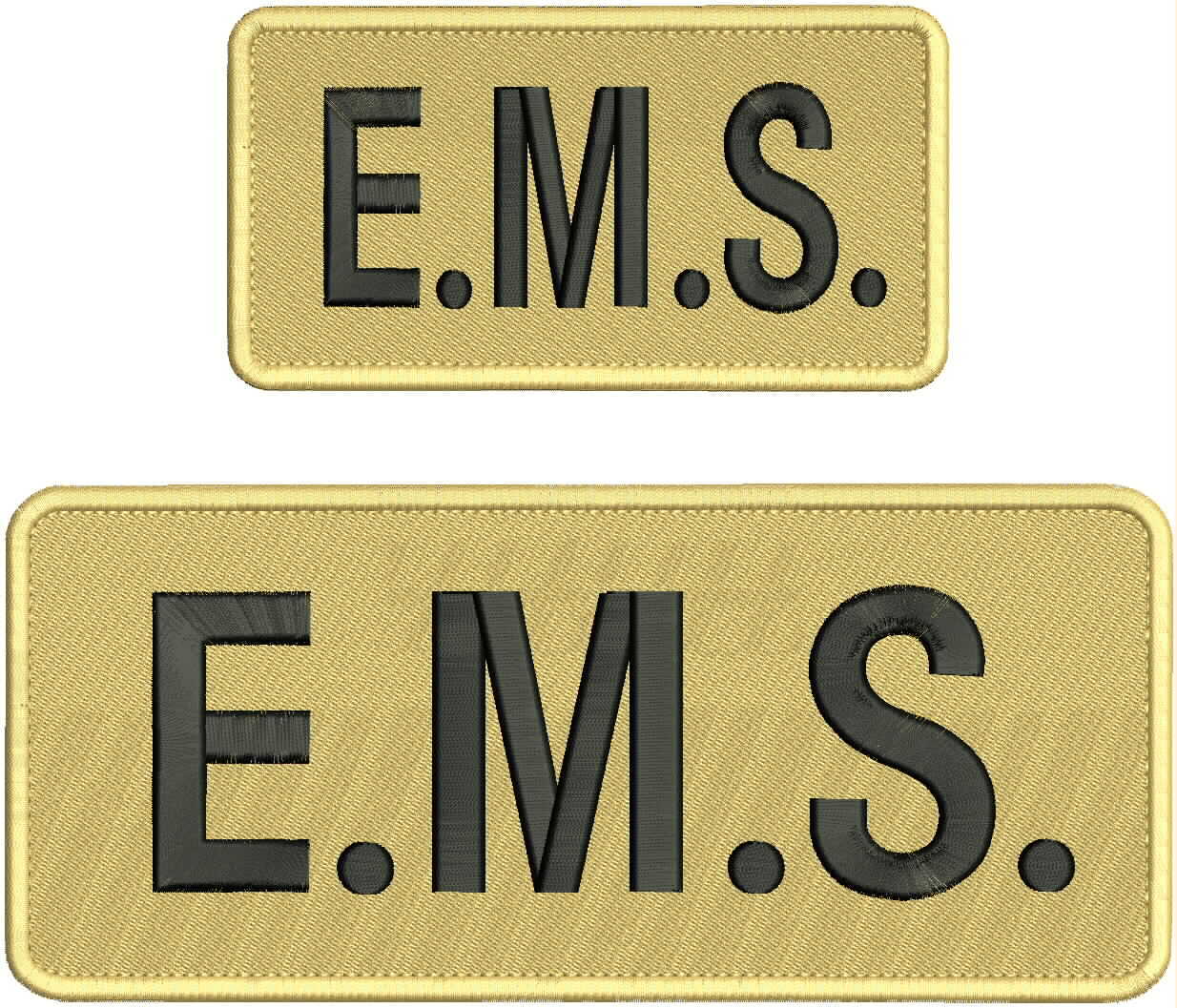 E M S EMBROIDERY PATCH 4X10 & 3X6 HOOK ON BACK TAN/BLK | eBay