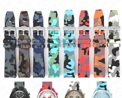 20mm Camouflage Watch Strap Silicone Rubber for Omega X Swatch ...