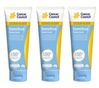 3 x Cancer Council Sensitive Sunscreen SPF50+ 110mL Paraben Fragrance ...