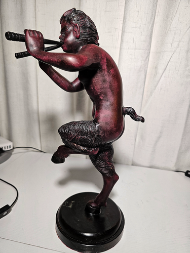 EXQUISITE Pan Bronze Figure On Base Greek God Bronze Statue Playing The ...
