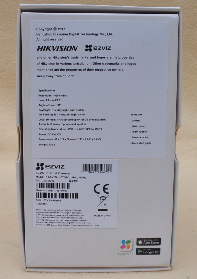EZVIZ CTQ2C Boxed Mini Indoor Security Camera Wireless 1080P Wifi ...