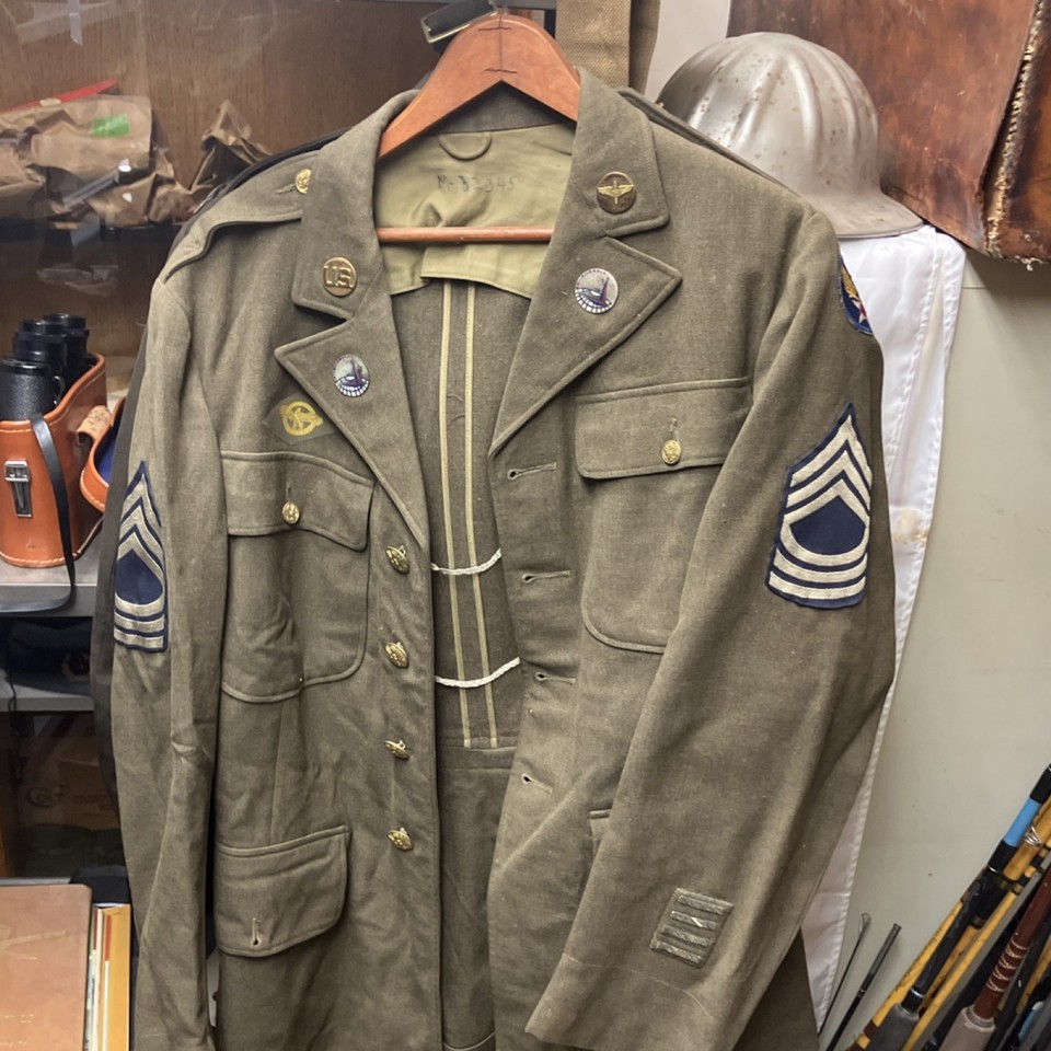 US Army WW2 Original Sergeant Uniform Jacket with Insignia and Patches ...