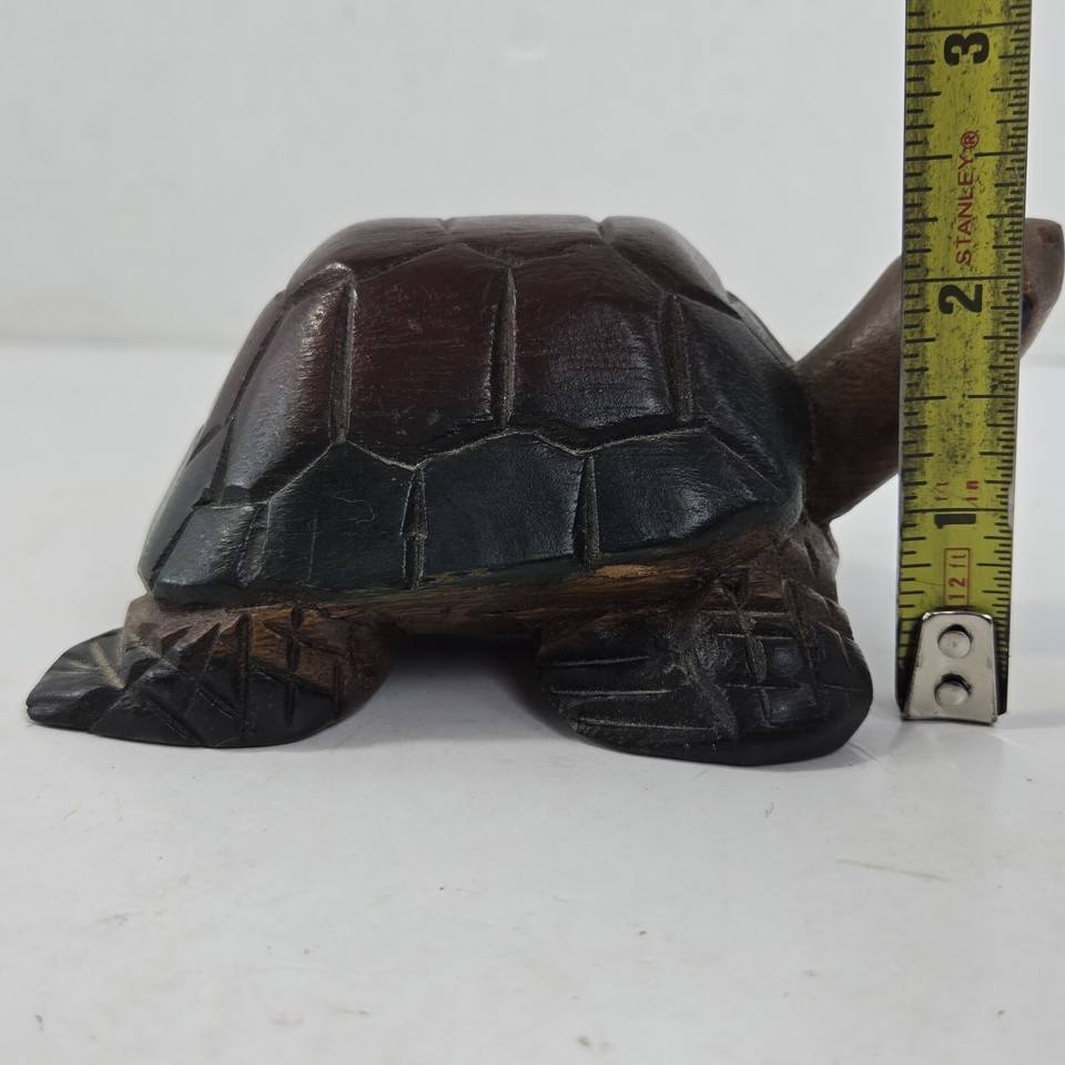 Hand Carved Wood Sea Turtle Folk Art Shelf Sitter 5x3x2.5" NICE | eBay