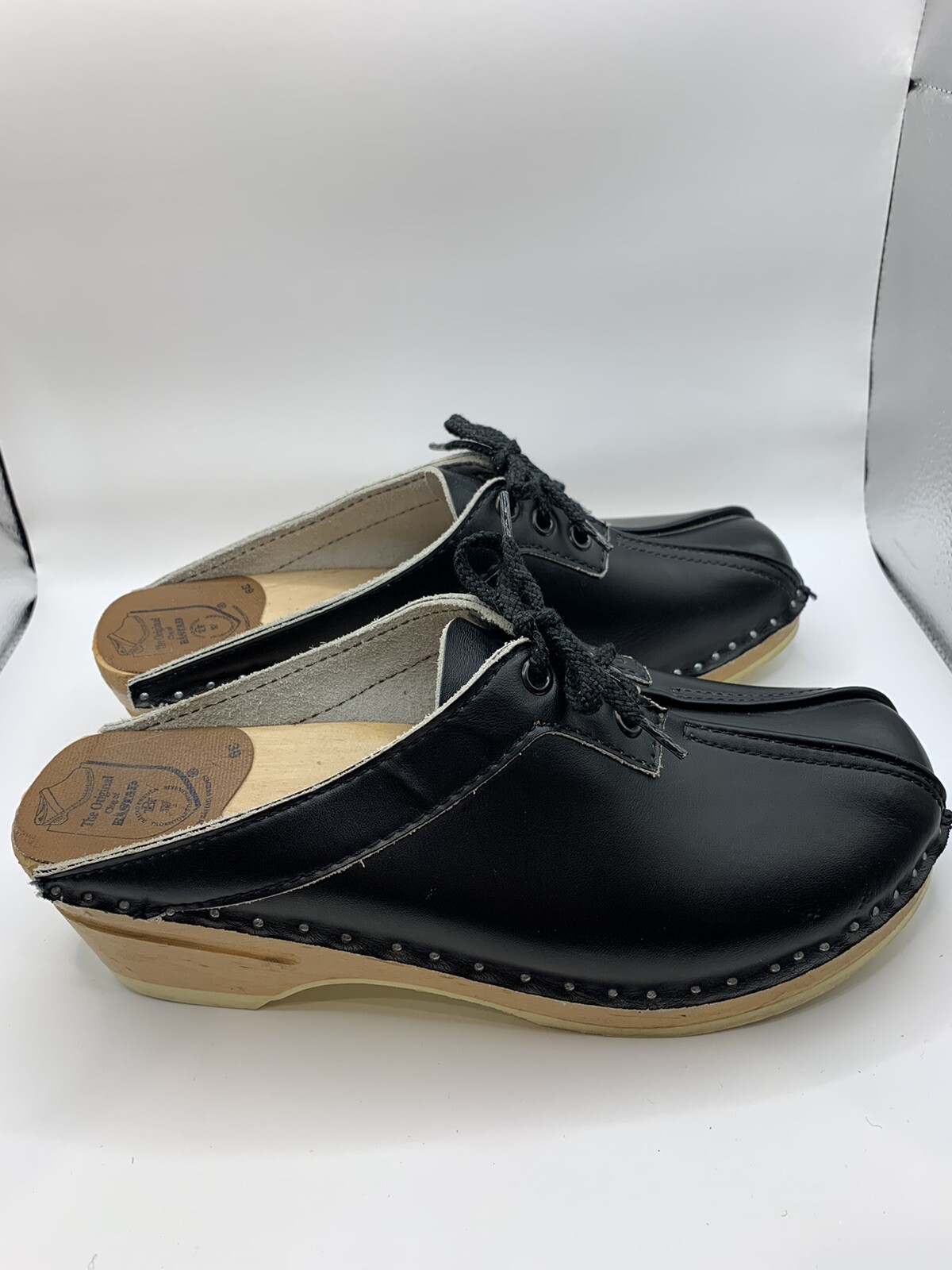 Bastad Original Sweden Black Wooden Clogs with Laces … - Gem