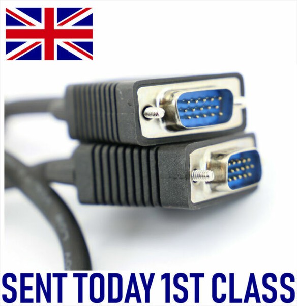 Monitor Cable 15 Pin VGA Male Audio Video Lead PC Laptop to TV 1m for ...
