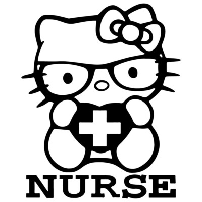 7.3" HELLO KITTY NURSE v2 Vinyl Decal Sticker Window Laptop NHS ...